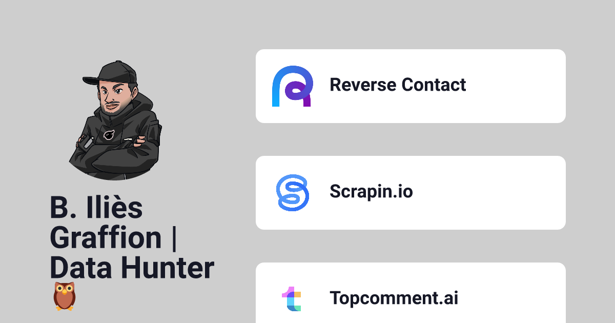 B. Iliès Graffion | Data Hunter 🦉 | Indie Page