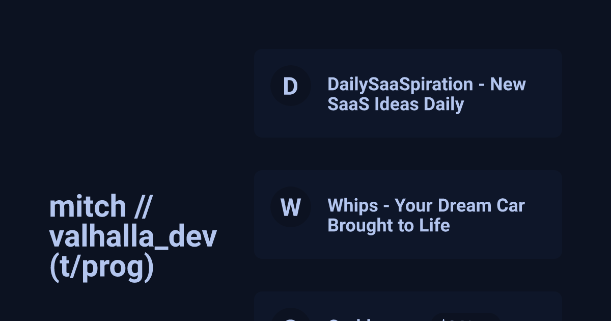 mitch // valhalla_dev (t/prog) | Indie Page